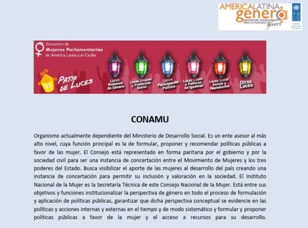 CONAMU. Panamá - América Latina Genera